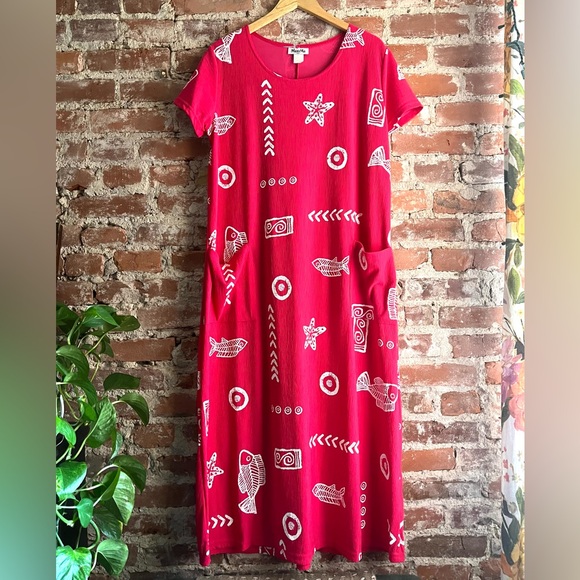 maxi ma | Dresses | Vintage Maxi Ma Hot Pink Tropical Short Sleeve Maxi ...